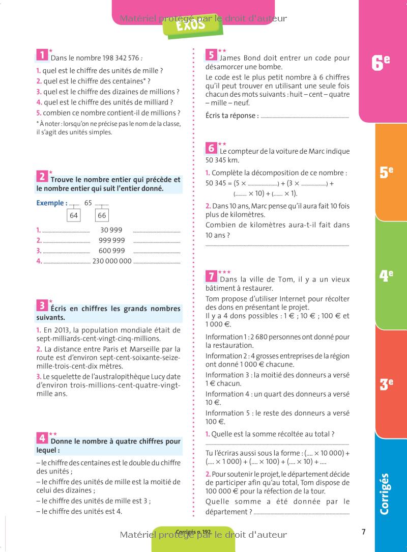 Les années de collège Maths