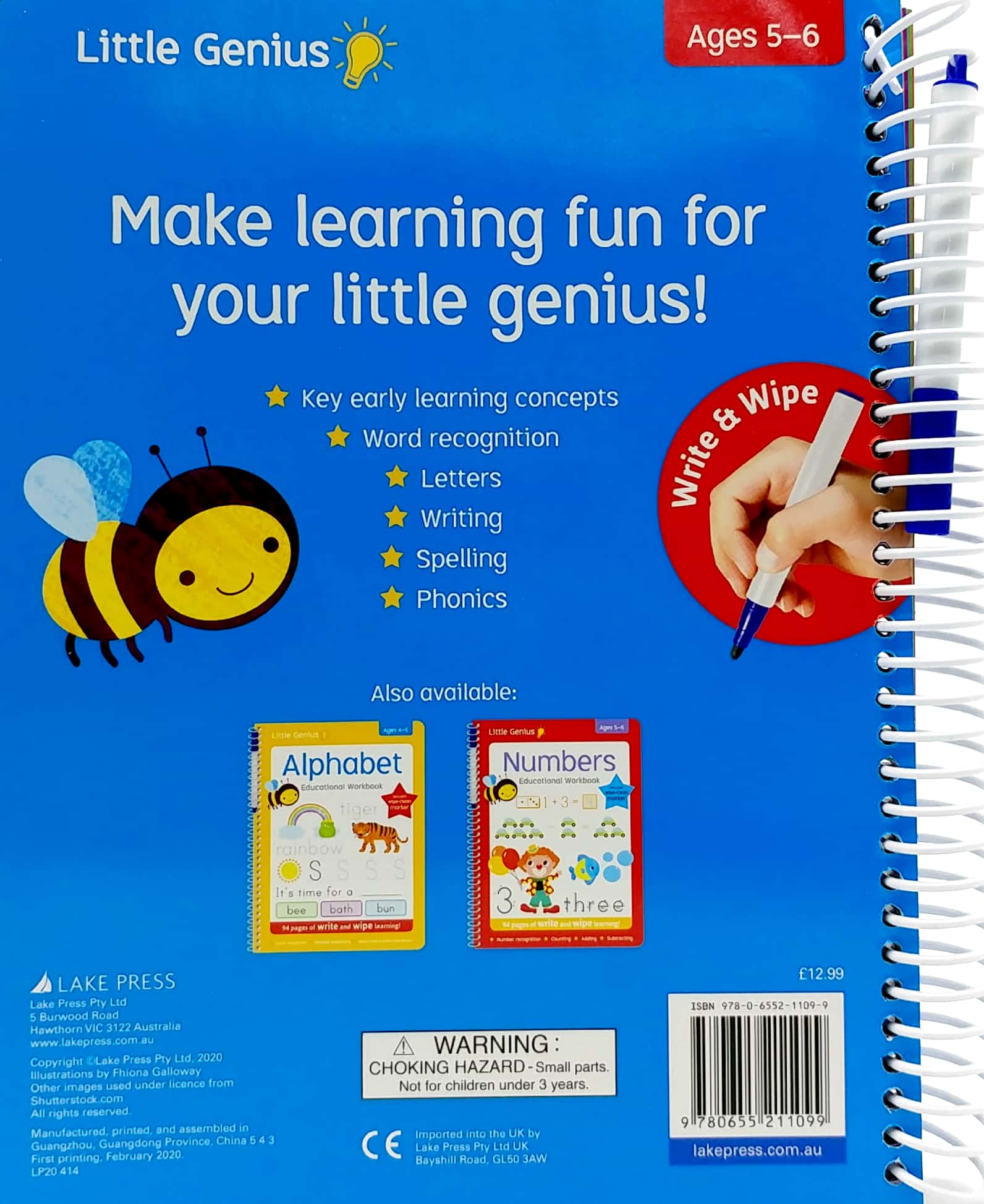 Little Genius Write And Wipe Bind Up - First Words - FAHASA.COM