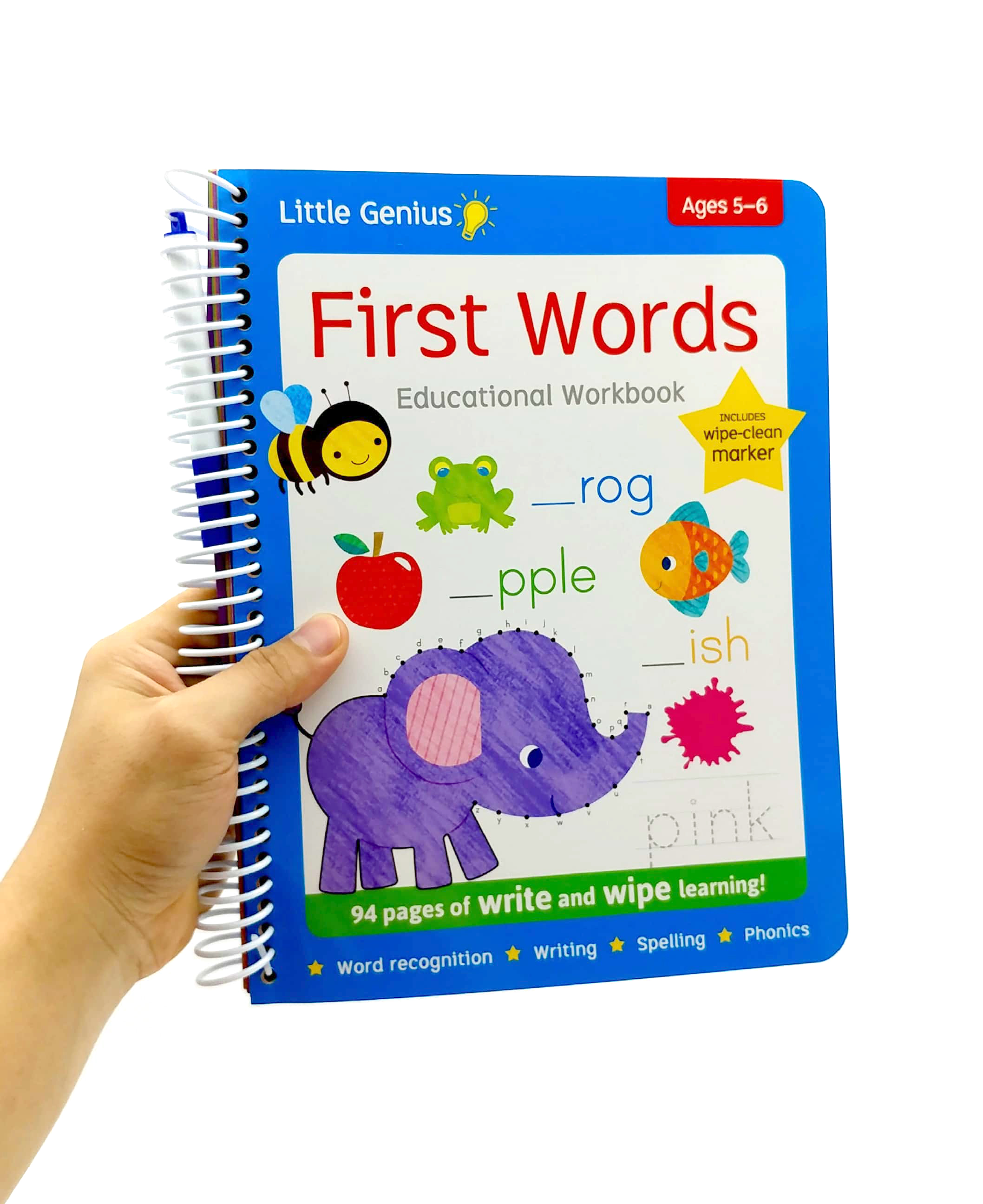 Little Genius Write And Wipe Bind Up - First Words - FAHASA.COM