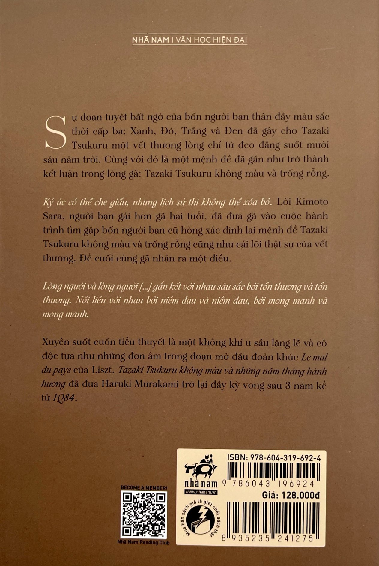 Truyện Tazaki Tsukuru Không Màu Và Những Năm Tháng Hành Hương (Tái Bản 2024) - FAHASA.COM