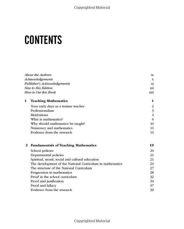 Teaching Mathematics In The Secondary School (Developing As A ...