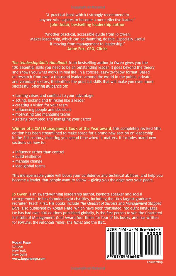 The Leadership Skills Handbook: 100 Essential Skills You Need To Be A Leader - FAHASA.COM