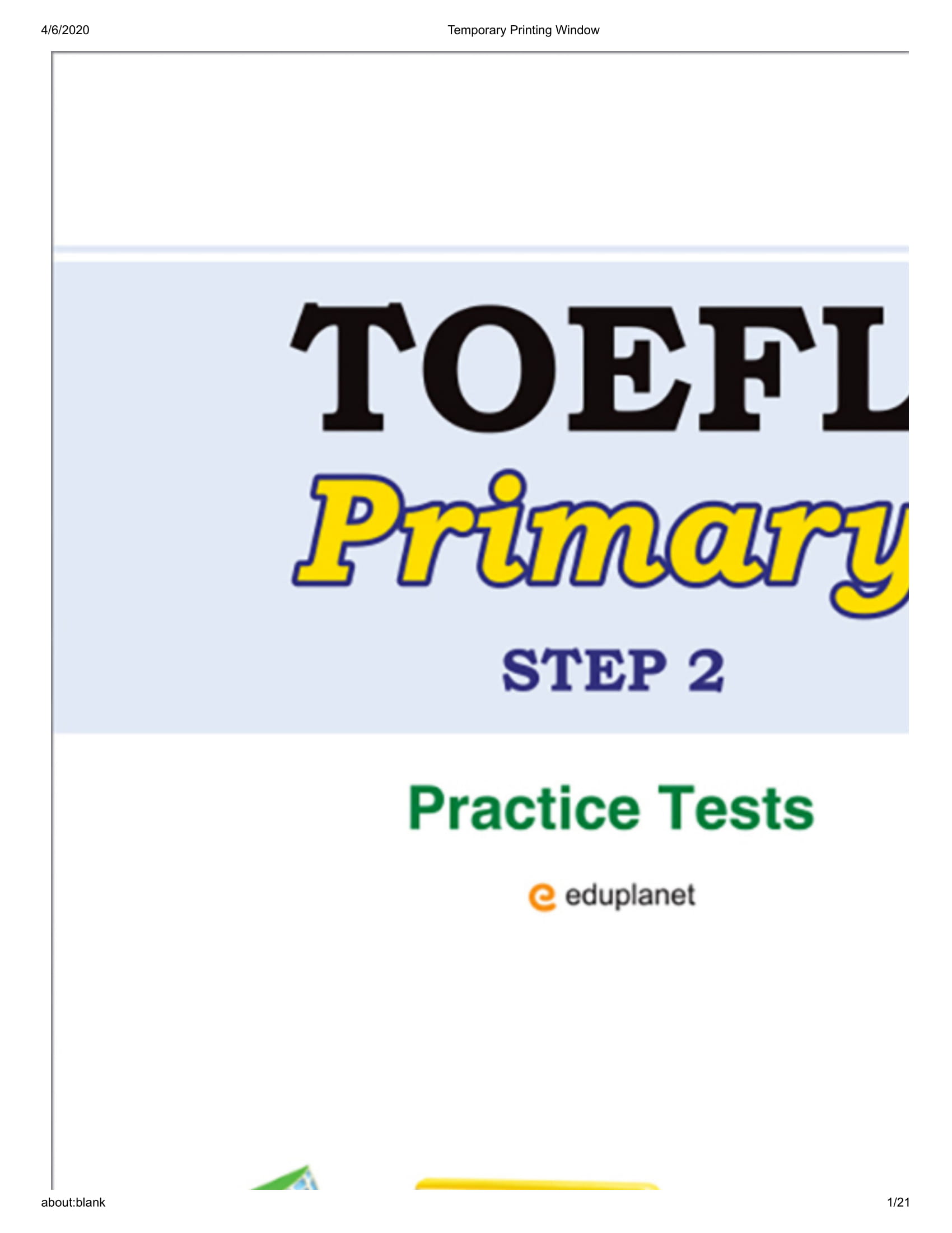 [Tải PDF] Toefl Primary Step 2_Practice Tests (+Cd) PDF - Thuvienso.org
